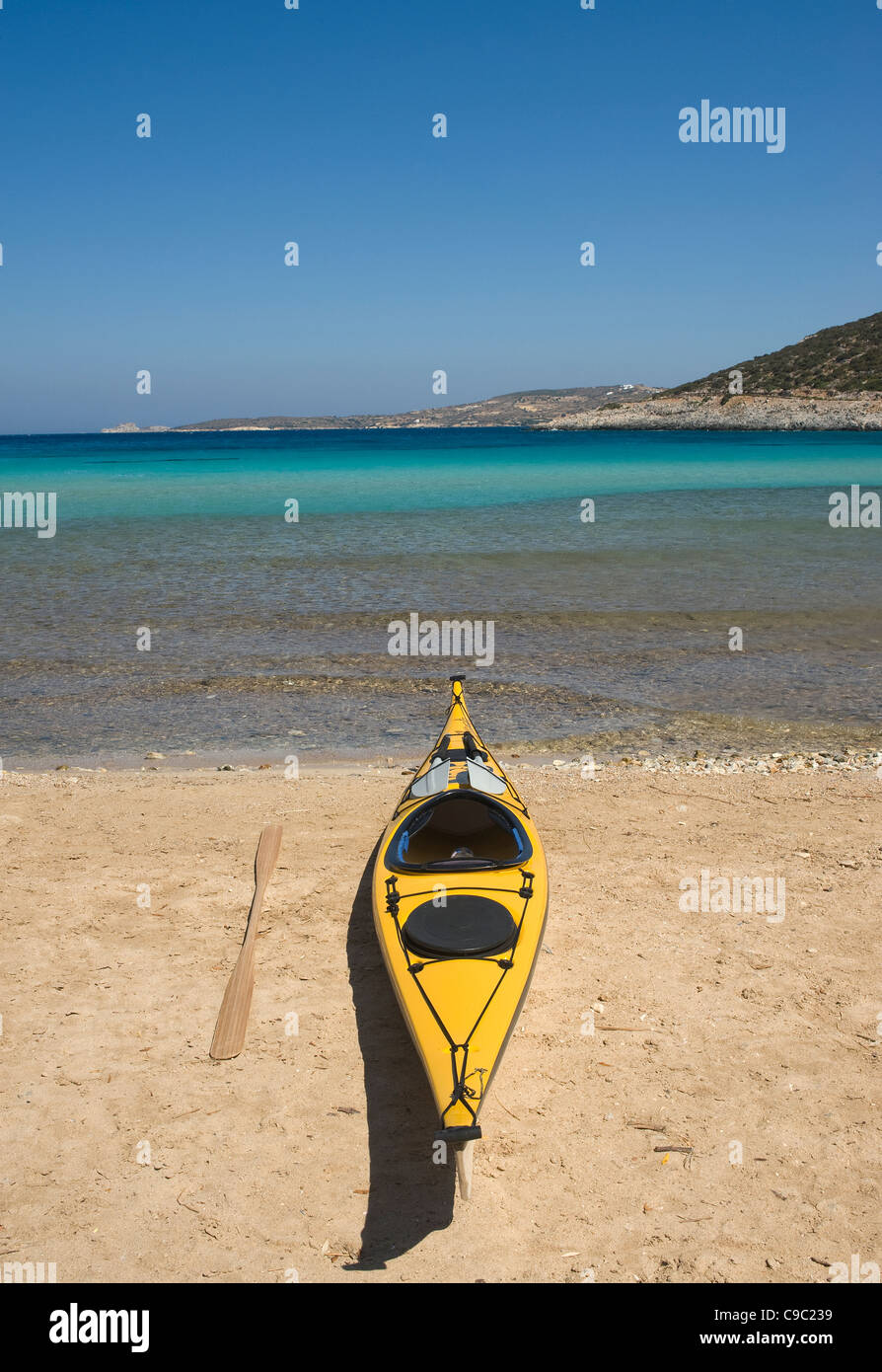 Kayak at Platis Yialos beach, Lipsi Island, Greece Stock Photo - Alamy