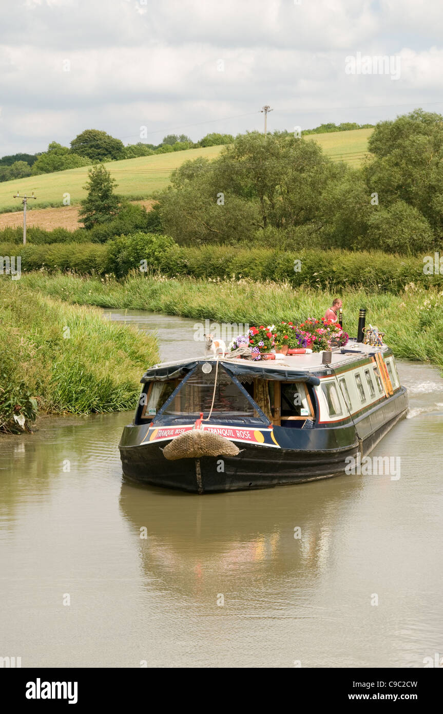 Hotel boat Tranquil Rose on the Kennet & avon Canal near Crofton Stock ...
