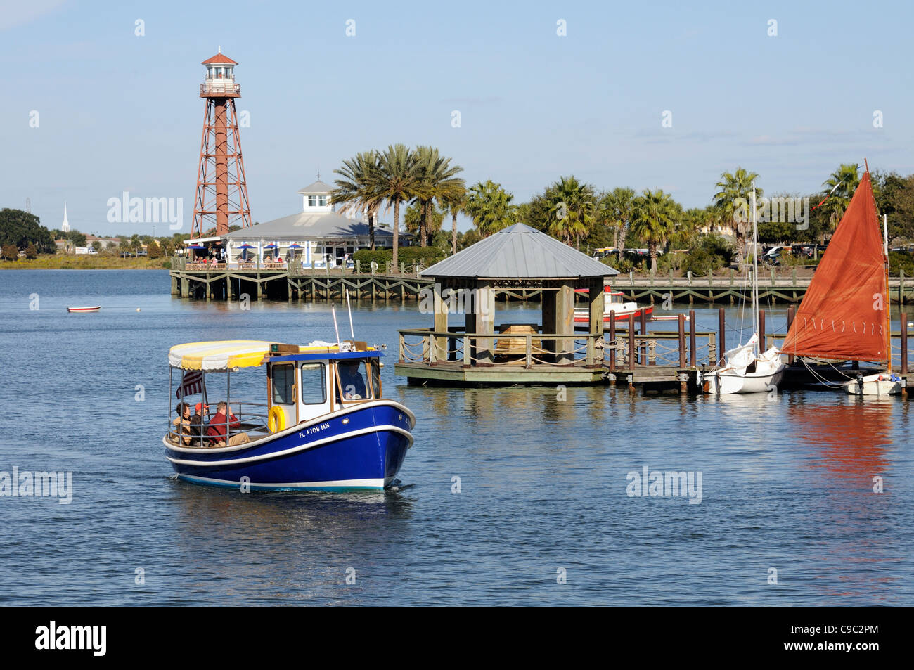 Lake Sumter Landing the waterfront pier in The Villages Florida USA ...