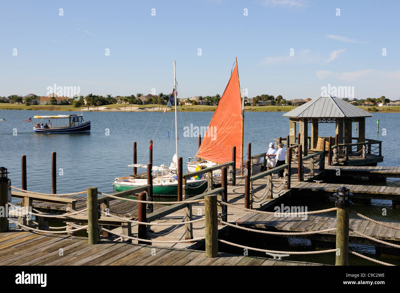 Lake Sumter Landing the waterfront pier in The Villages Florida USA ...