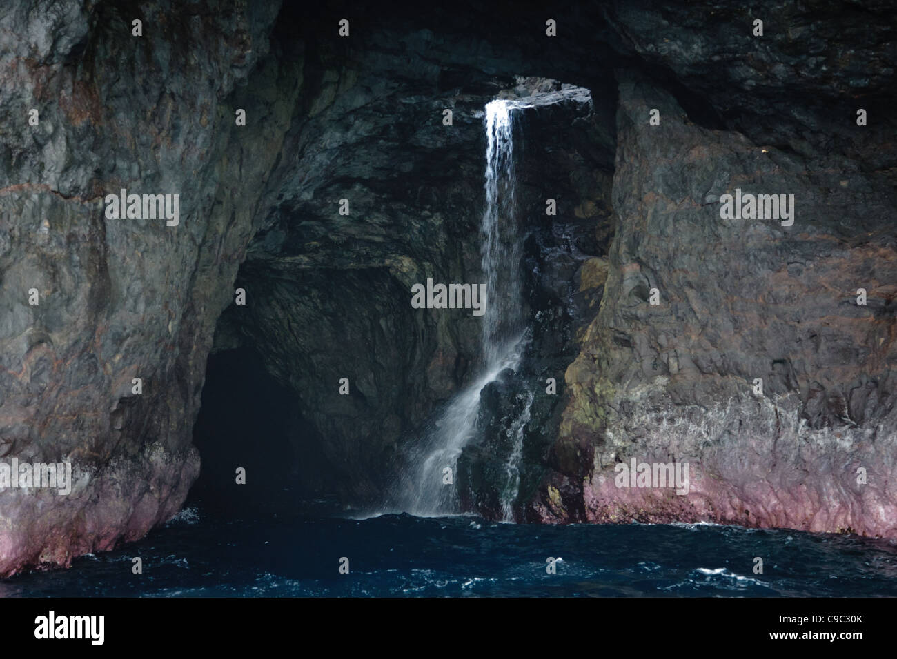 The Wa'iahuakua Sea Cave on the coast of Kauai, Hawaii is considered ...