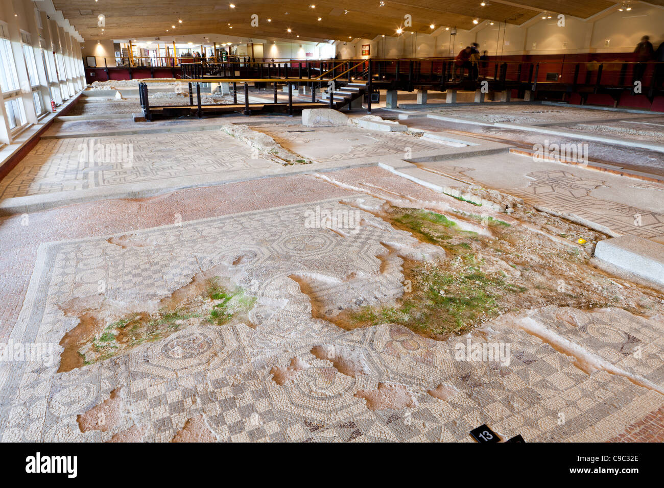 Mosaics on display at Fishbourne Roman Palace, near Chichester, West ...