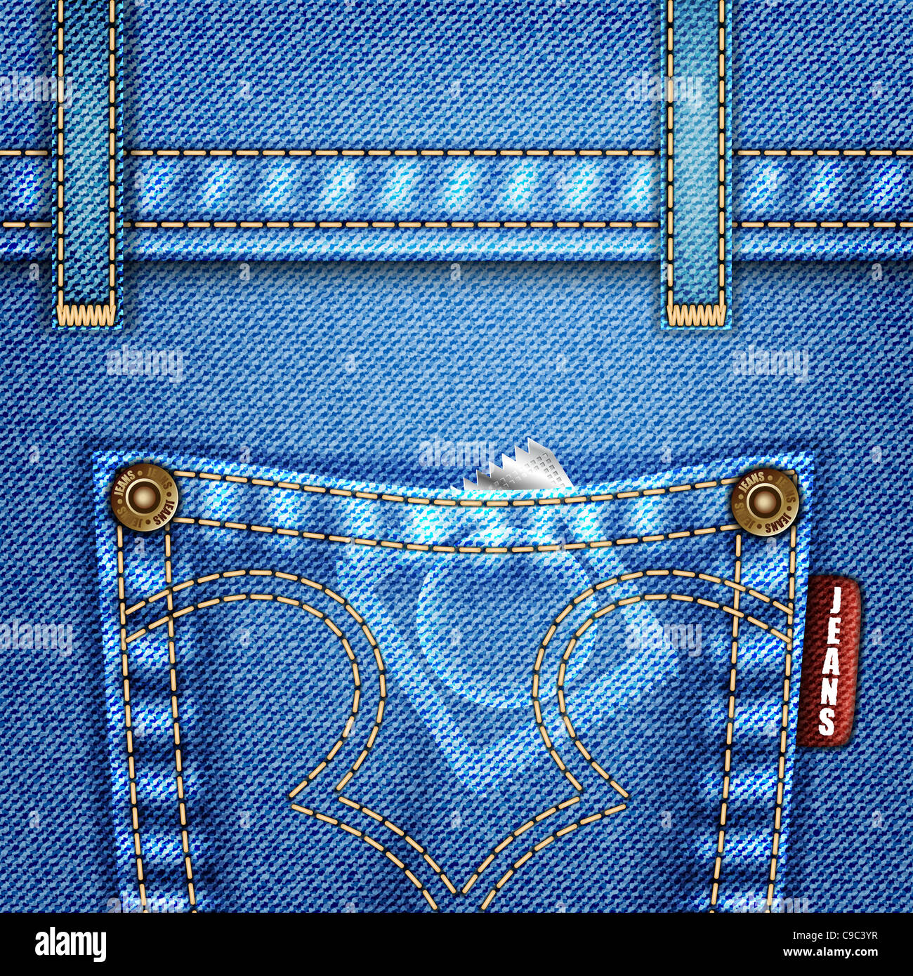 Jeans Texture with Pocket, Rivets and Condom, vector illustration Stock ...