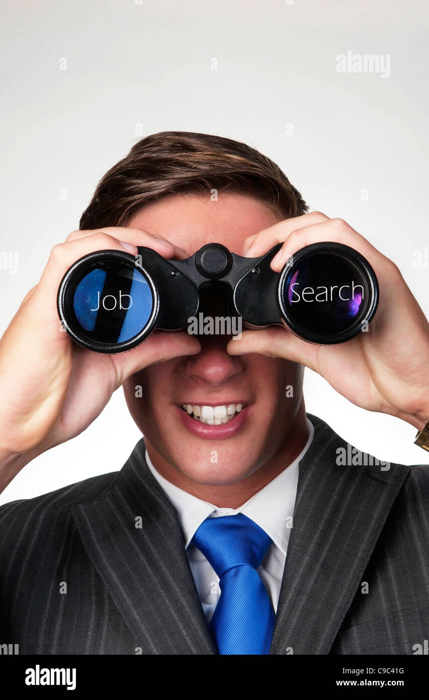 business man searching with binoculars Stock Photo - Alamy