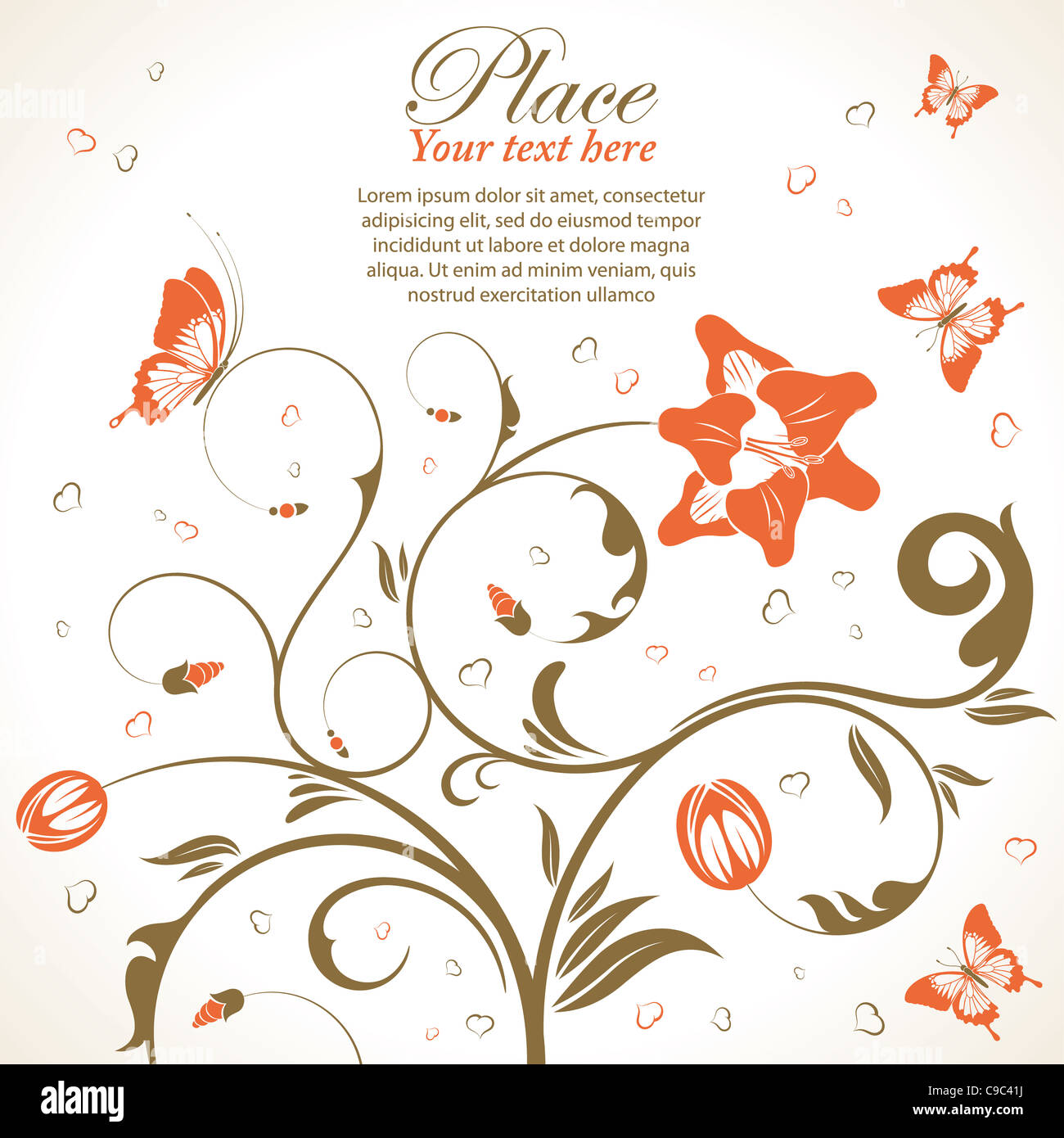 Flower theme with butterfly, element for design, vector illustration ...