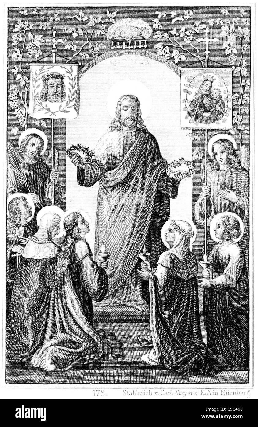 Blessed are the Pure in Heart. Steel engraving of Carl Mayer. Book of ...