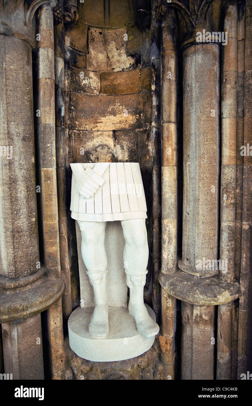 The half "Roman" statue in it's niche during restoration of the ...