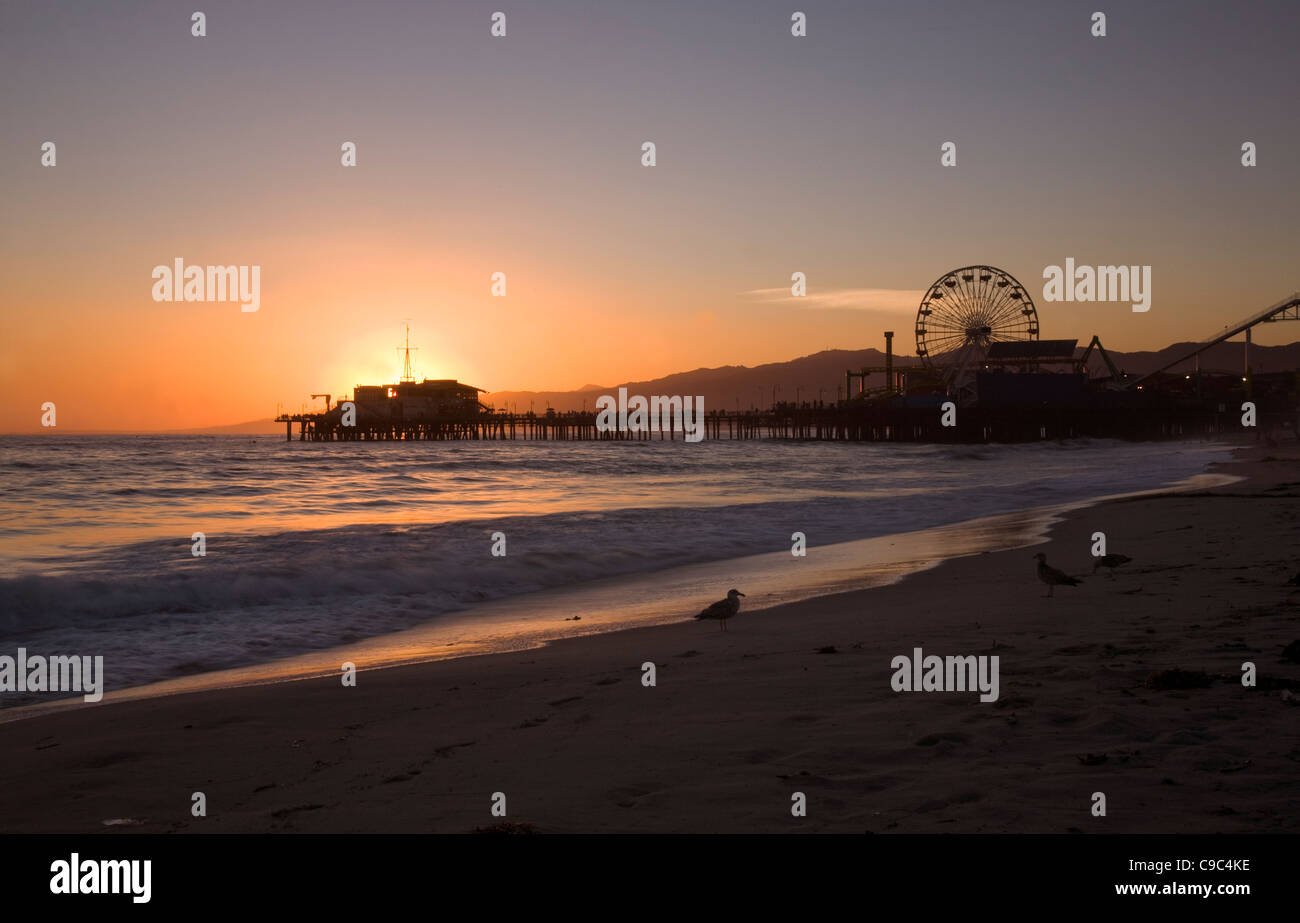 CALIFORNIA - Santa Monica Pier on the Pacific Coast at sunset Stock ...