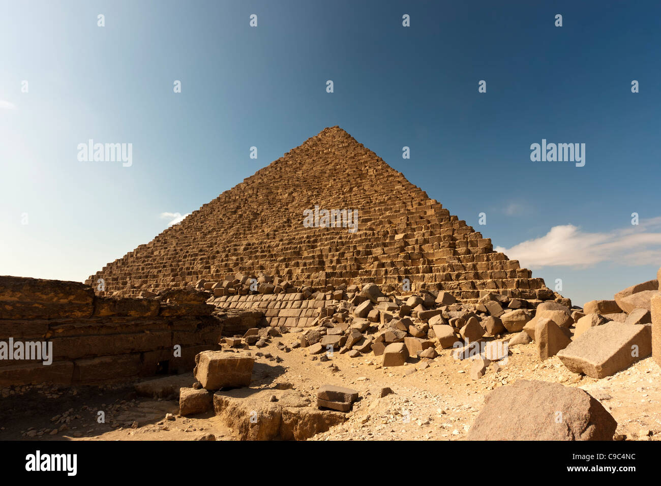 The Menkaure pyramid at the Giza necropolis seen from the remains of ...