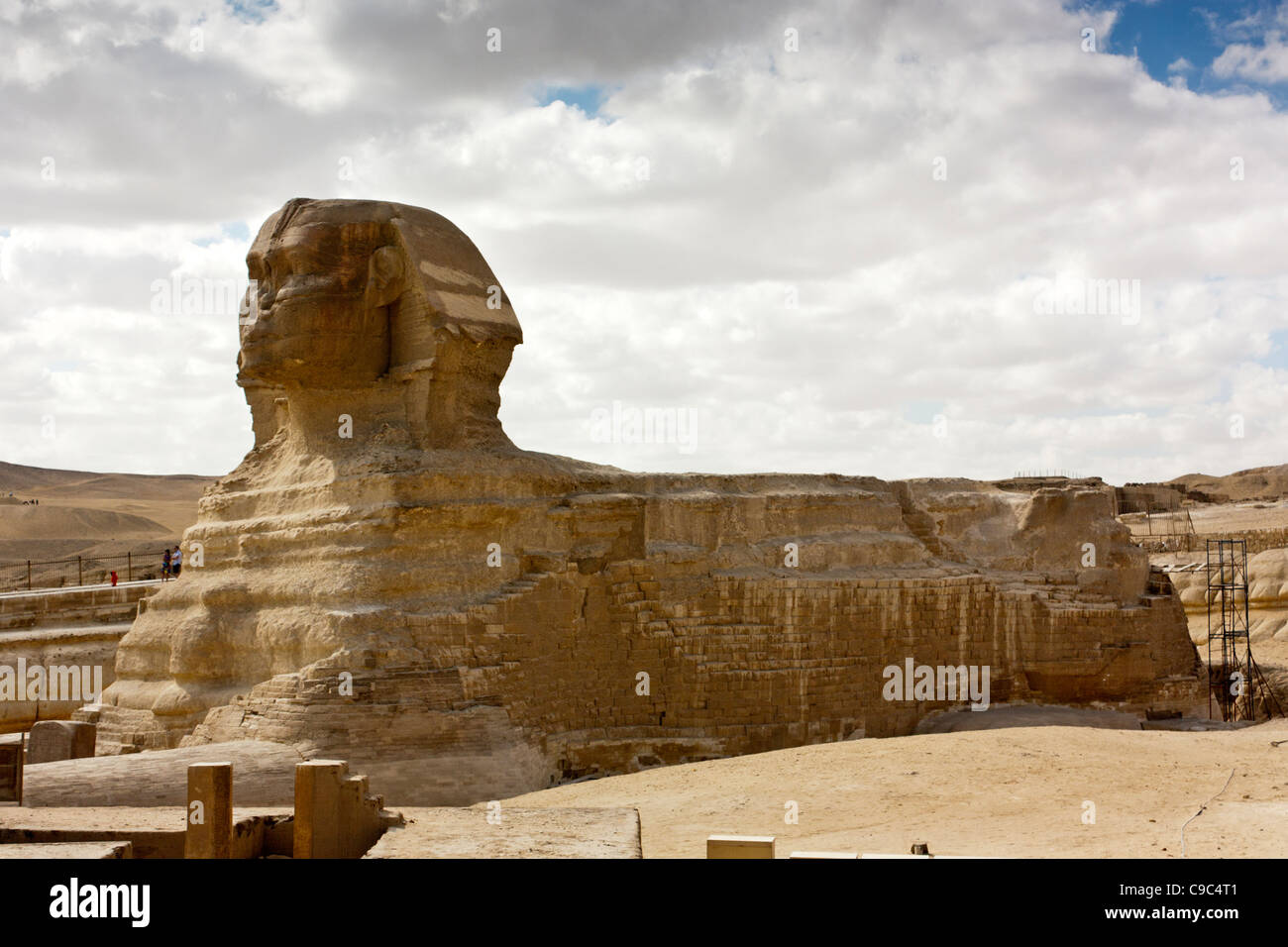 The Great Sphinx statue at Giza, Cairo with white clouds behind Stock ...