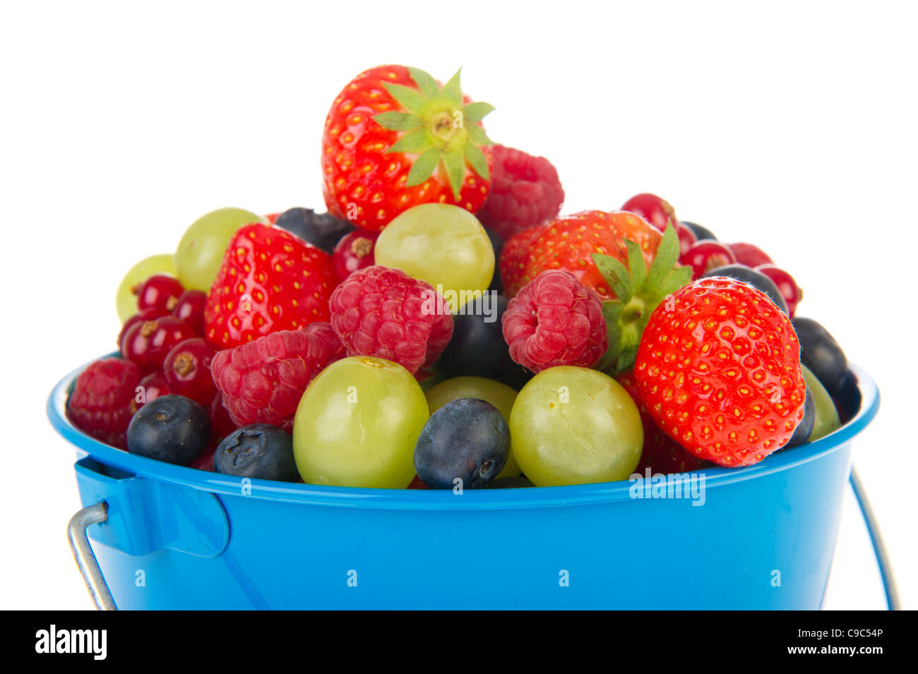 Blue bucket full fresh fruit hi-res stock photography and images - Alamy