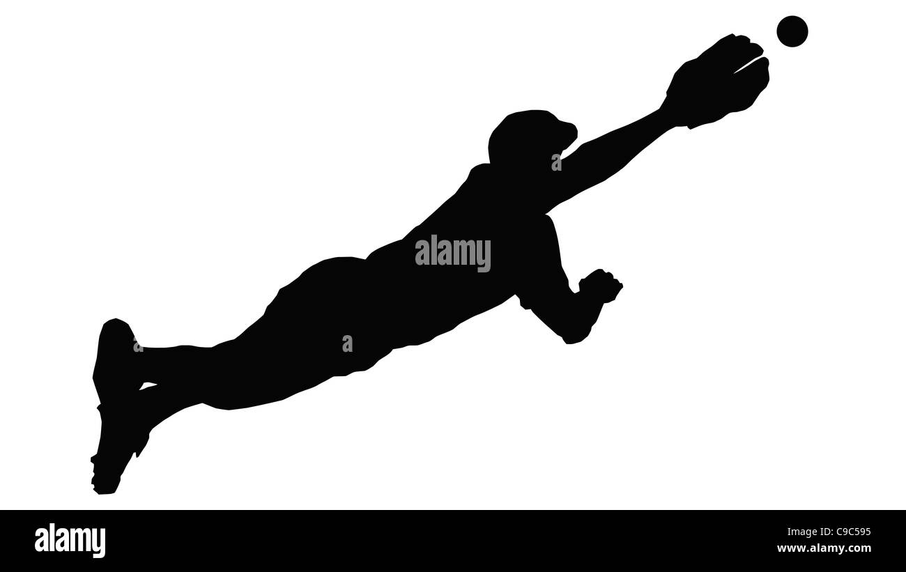Baseball Fielder Diving Through Air to Catch Ball Stock Photo - Alamy