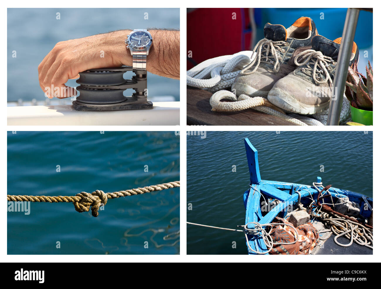 Set of four images with sailing, nautical theme Stock Photo - Alamy