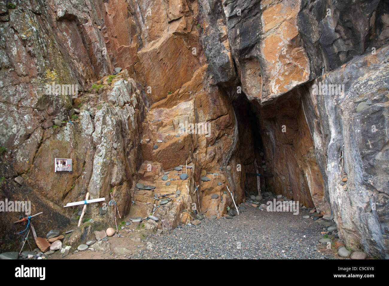 Saint Ninian's Cave on the coast near Whithorn in Dumfries and Galloway ...