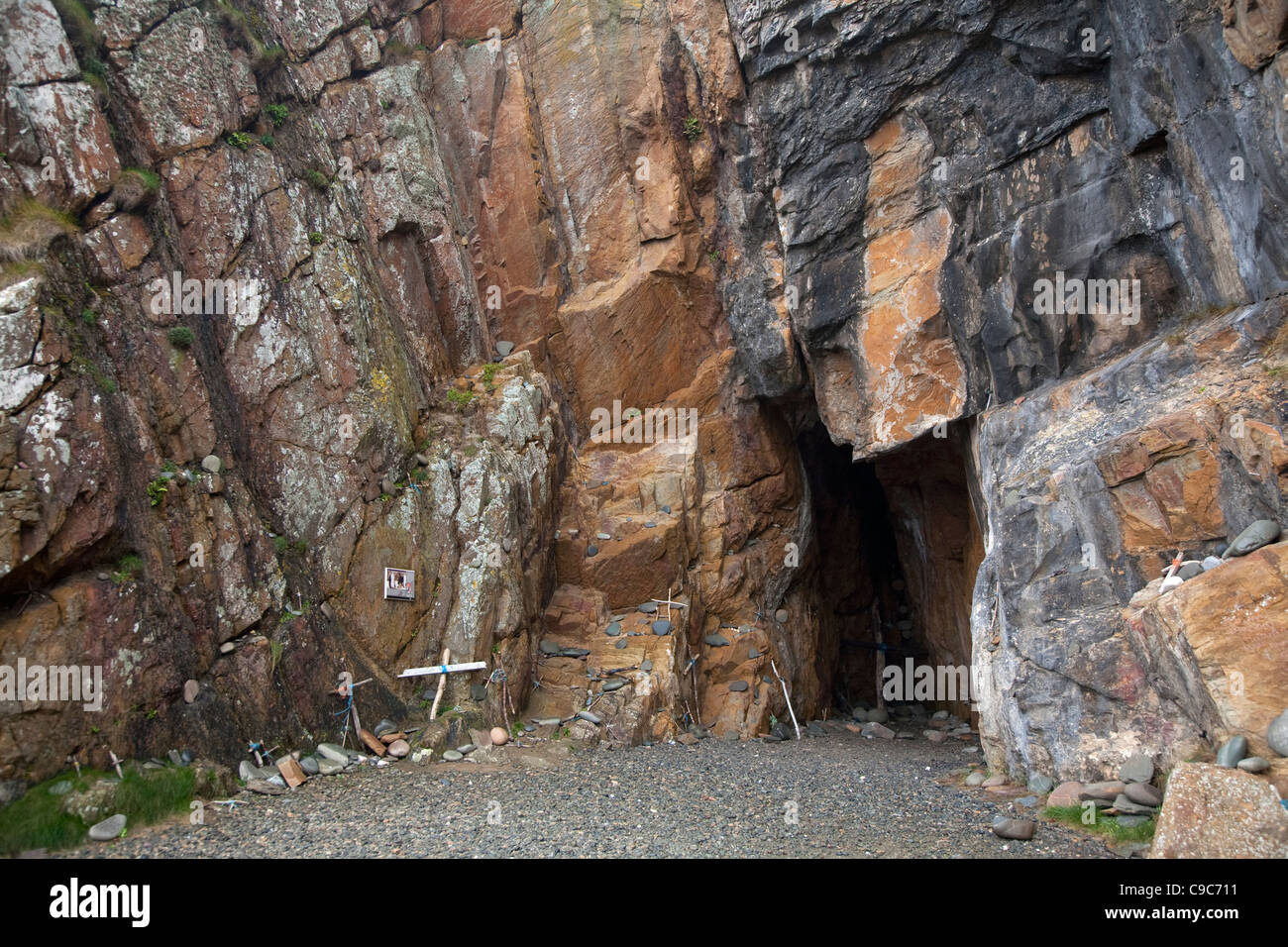 Saint Ninian's Cave on the coast near Whithorn in Dumfries and Galloway ...