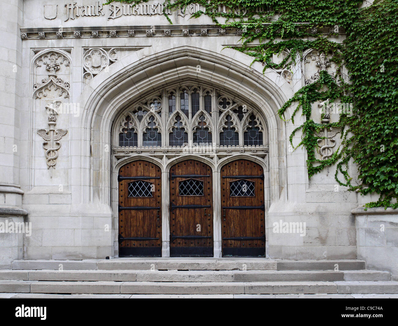 University of Chicago, wooden doors Stock Photo - Alamy