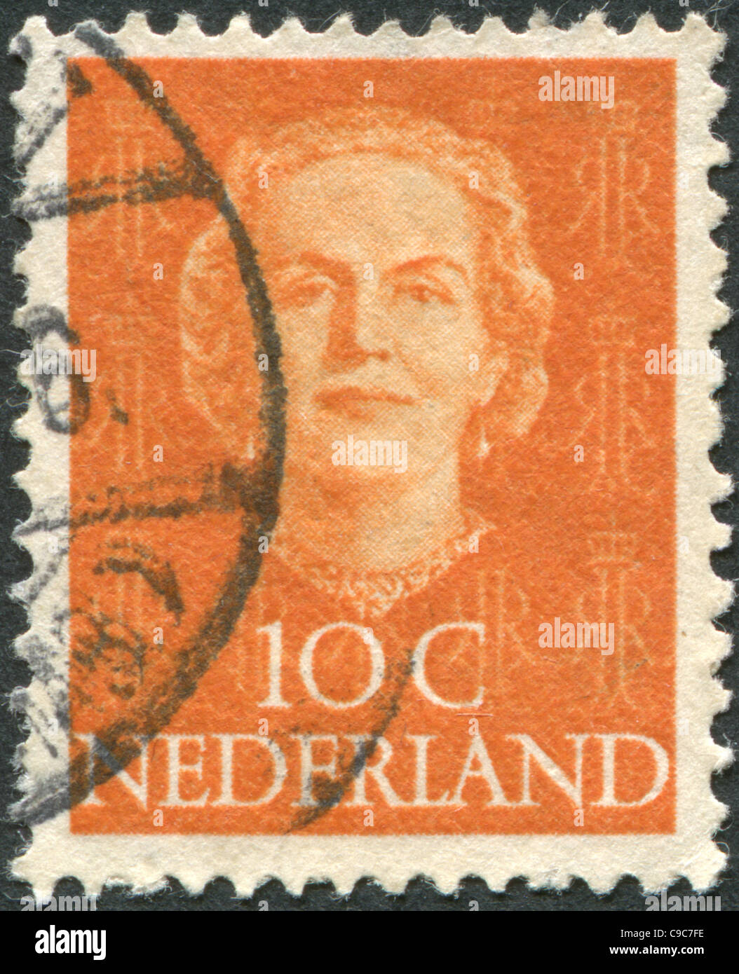 NETHERLANDS - 1949: A stamp printed in the Netherlands, shows Juliana ...