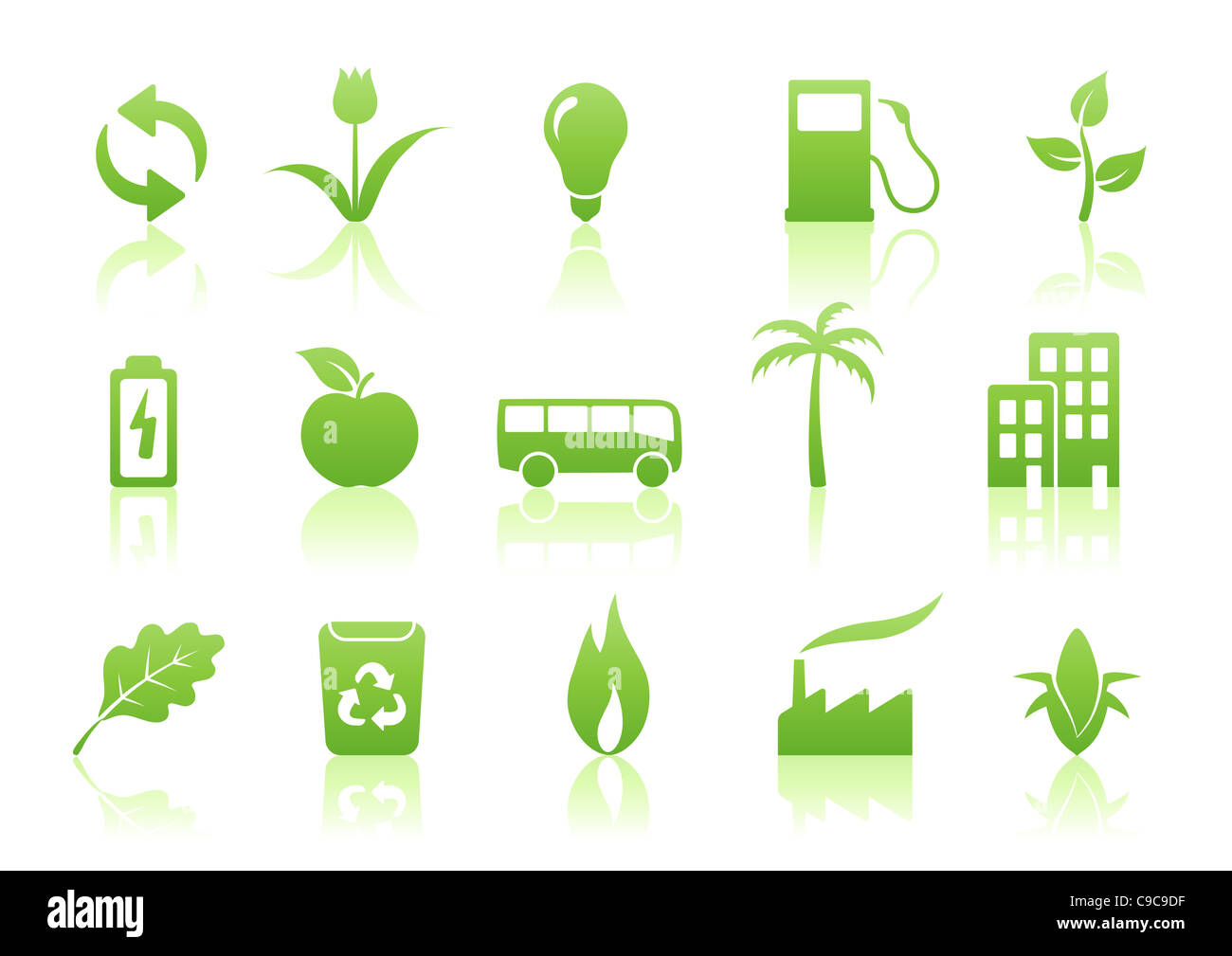 illustration of green ecology icon set Stock Photo - Alamy