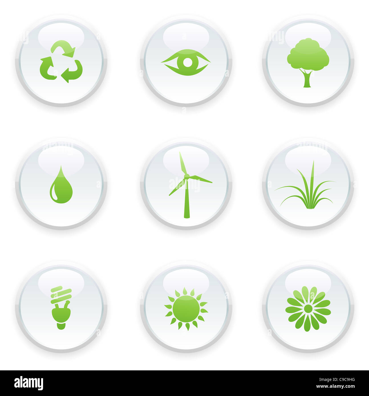 illustration of green ecology icon set Stock Photo - Alamy