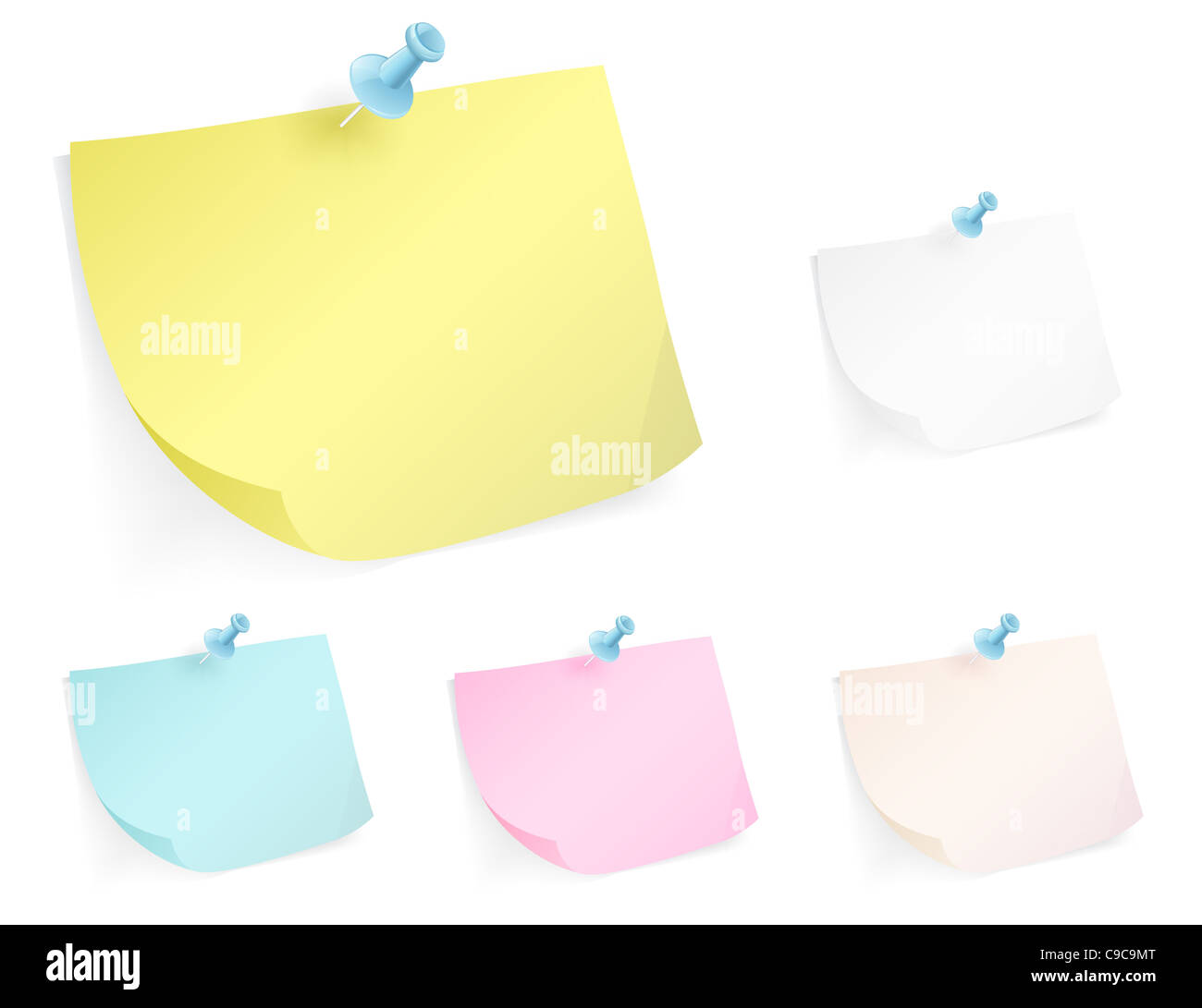 illustration of post-it note with push pin stack, ready to put your ...