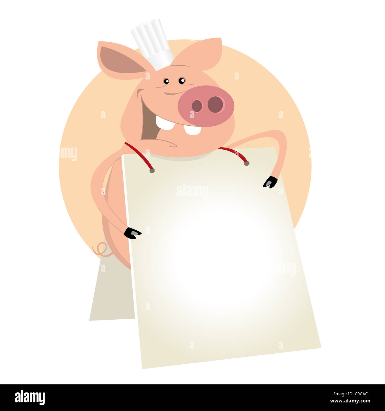 Illustration of a cartoon pig cook showing his menu standing like a ...