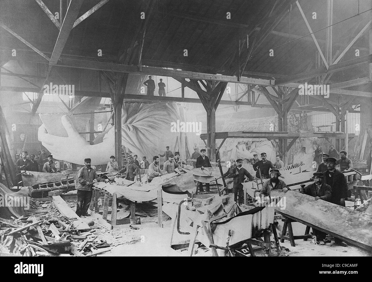 Vintage photo circa 1882 of craftsmen working on the Statue of Liberty ...