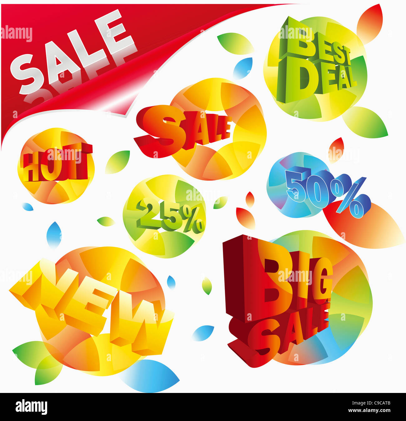 Various icons for sale and deals Stock Photo - Alamy