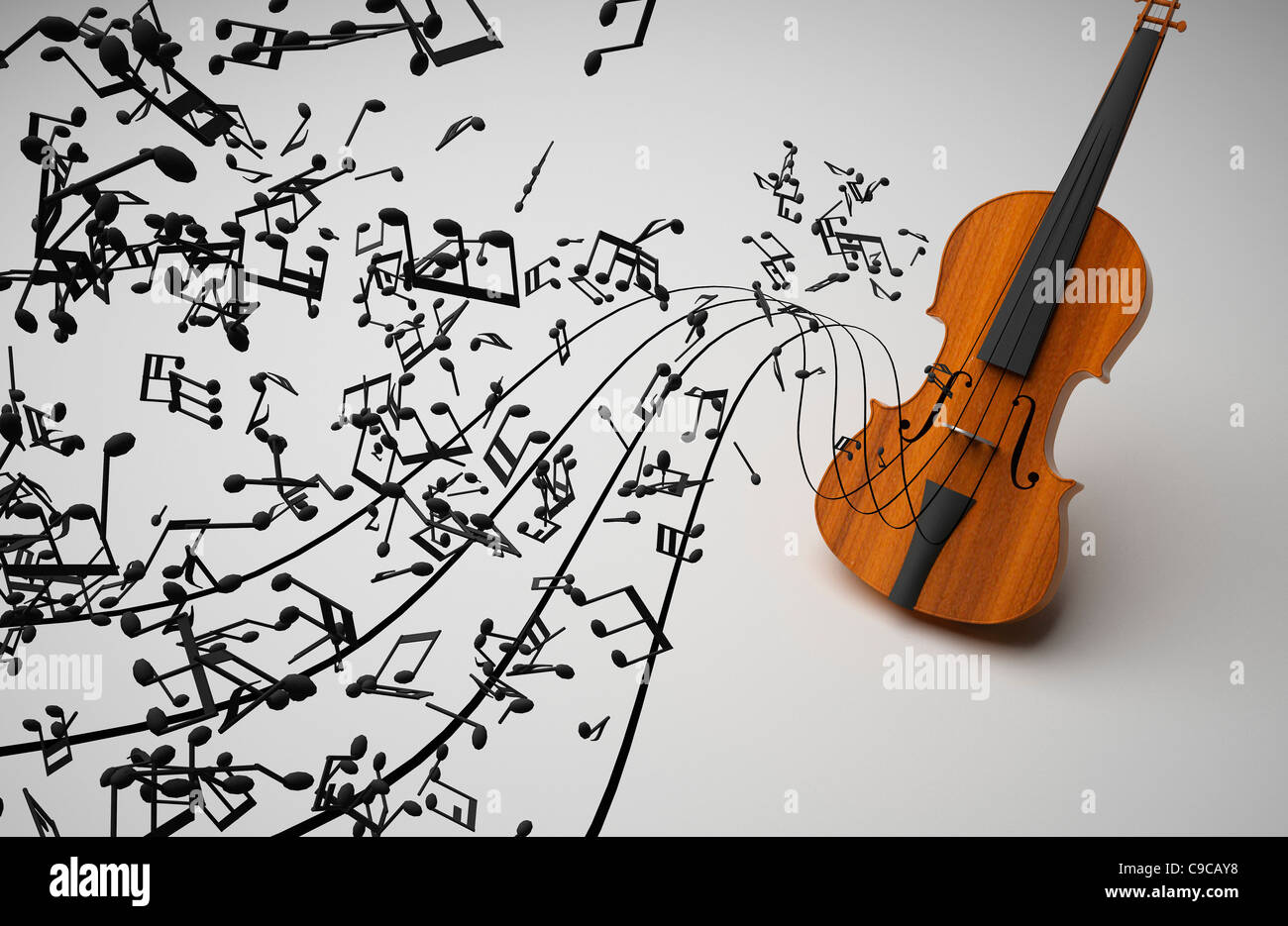 Violin and many musical notes Stock Photo - Alamy