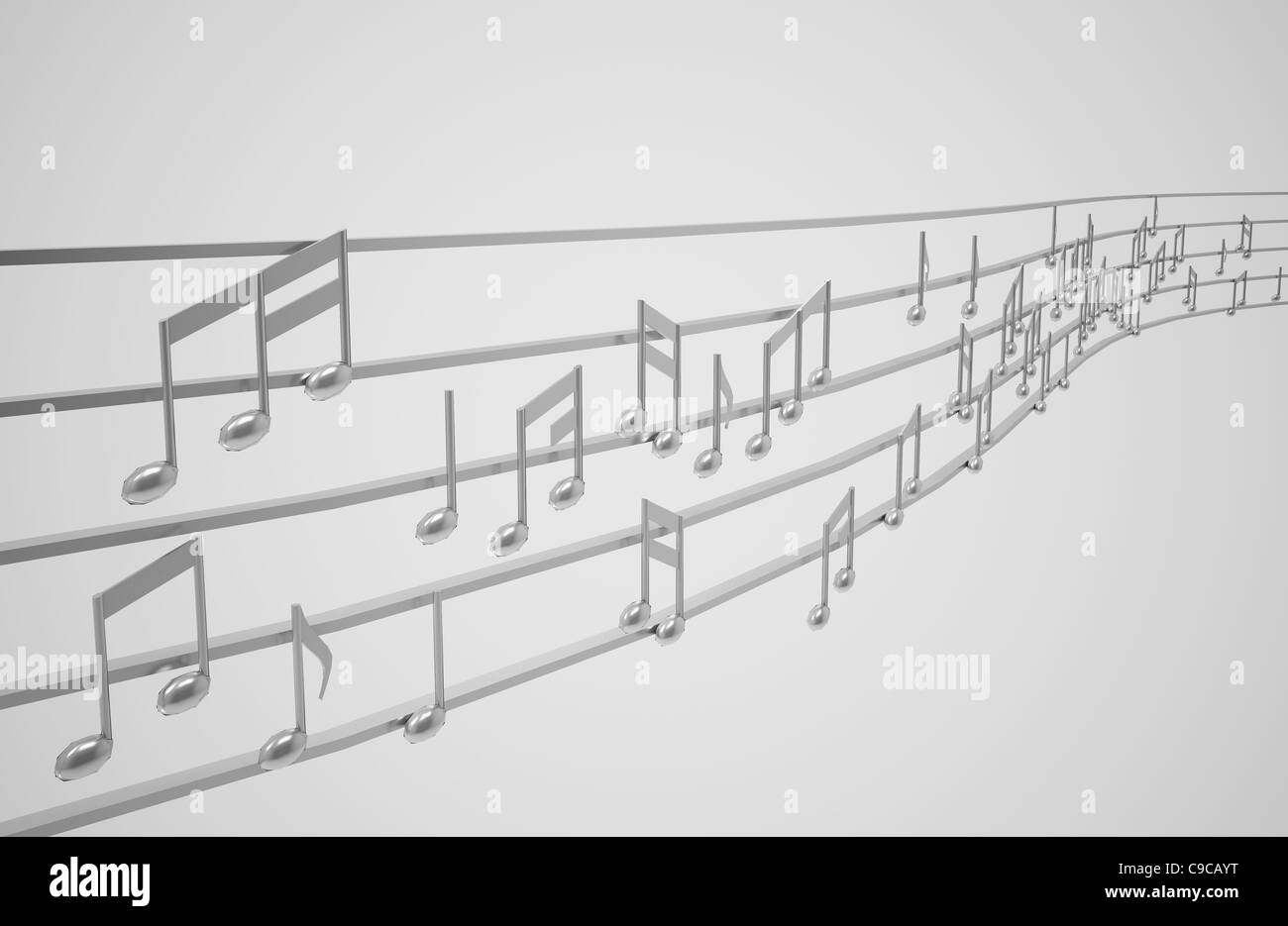 Silver musical notes on stave Stock Photo - Alamy