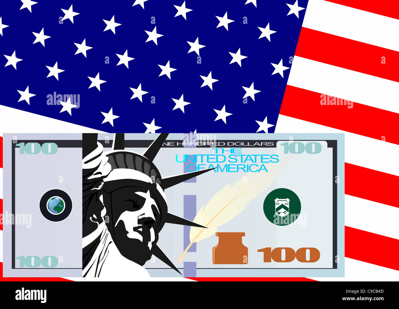 The dollar and the U.S. flag Stock Photo - Alamy
