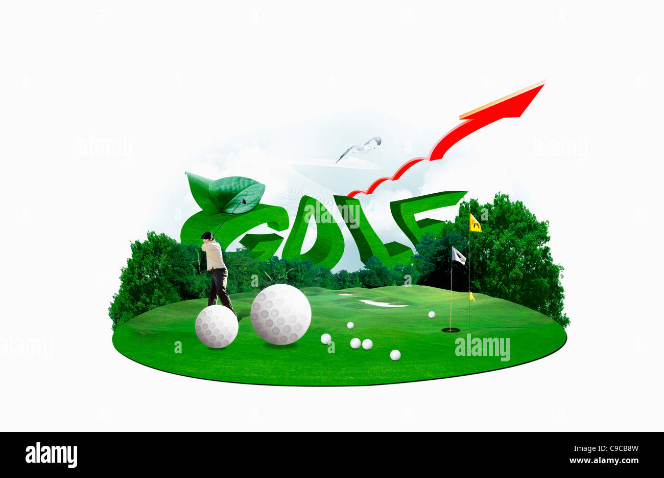 Bird by golf sign hi-res stock photography and images - Alamy
