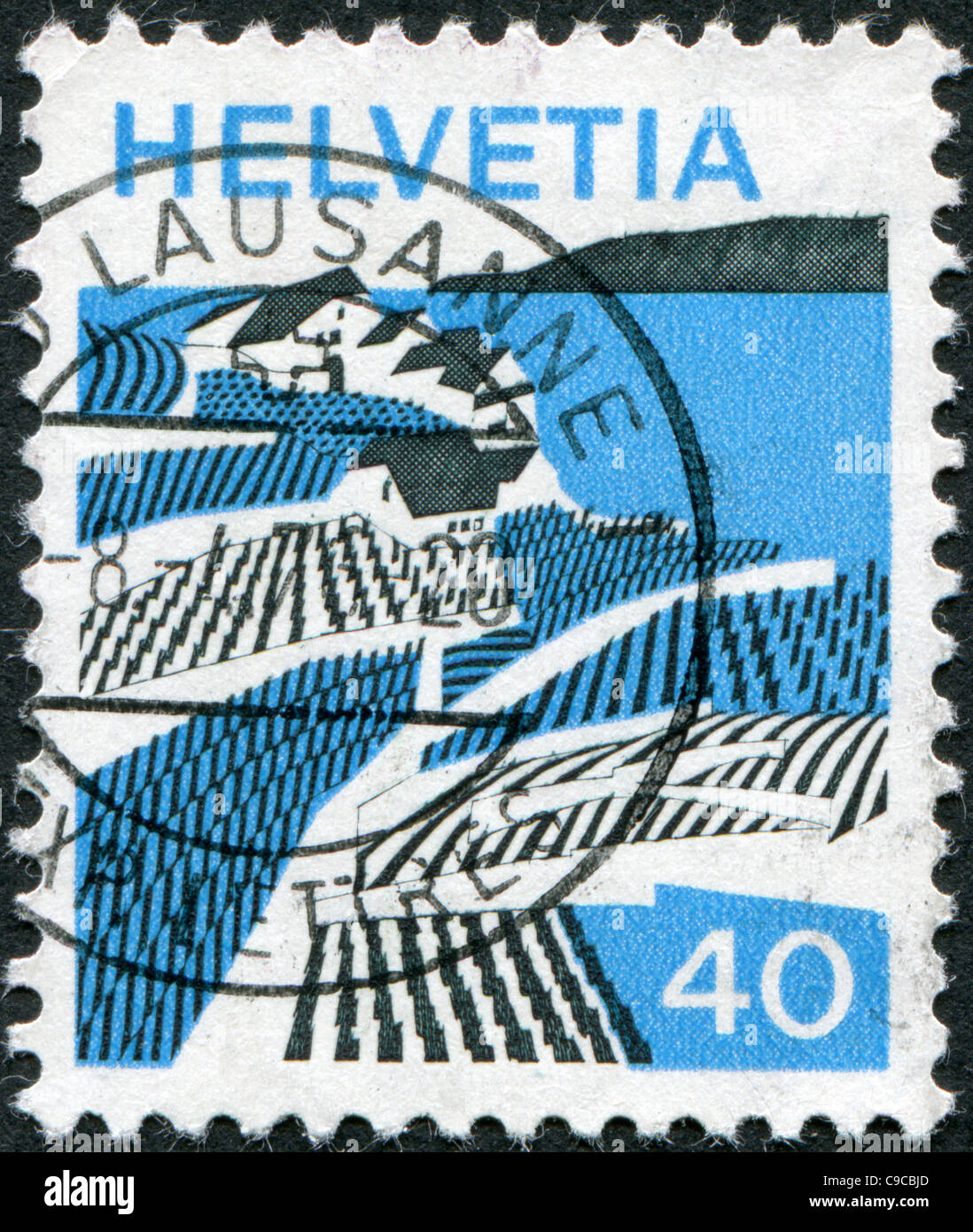 SWITZERLAND 1973: A stamp printed in Switzerland, shows a municipality ...