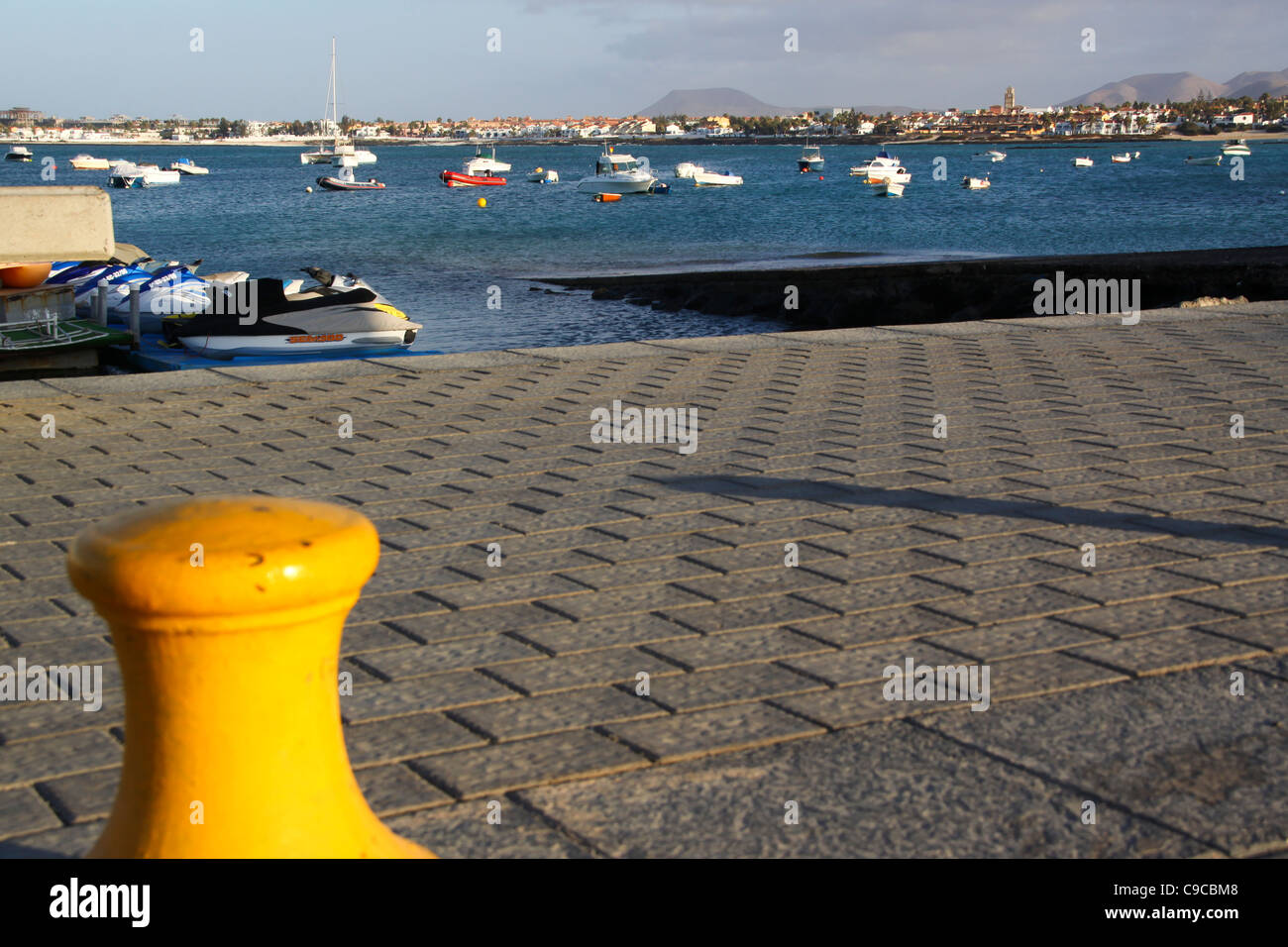 Mooring bollard at Spanish harbour Stock Photo - Alamy