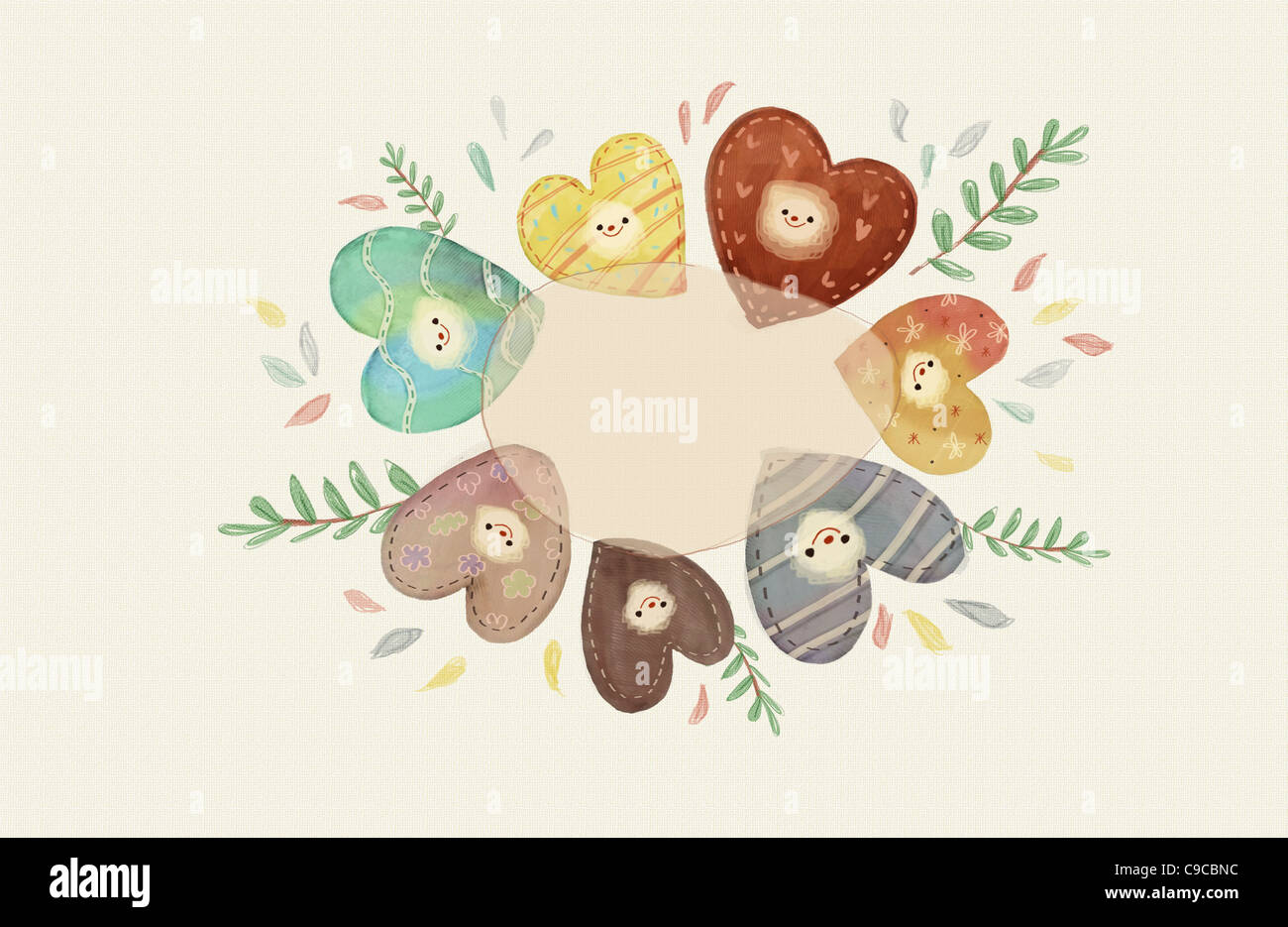 Various image of hearts in circle Stock Photo - Alamy