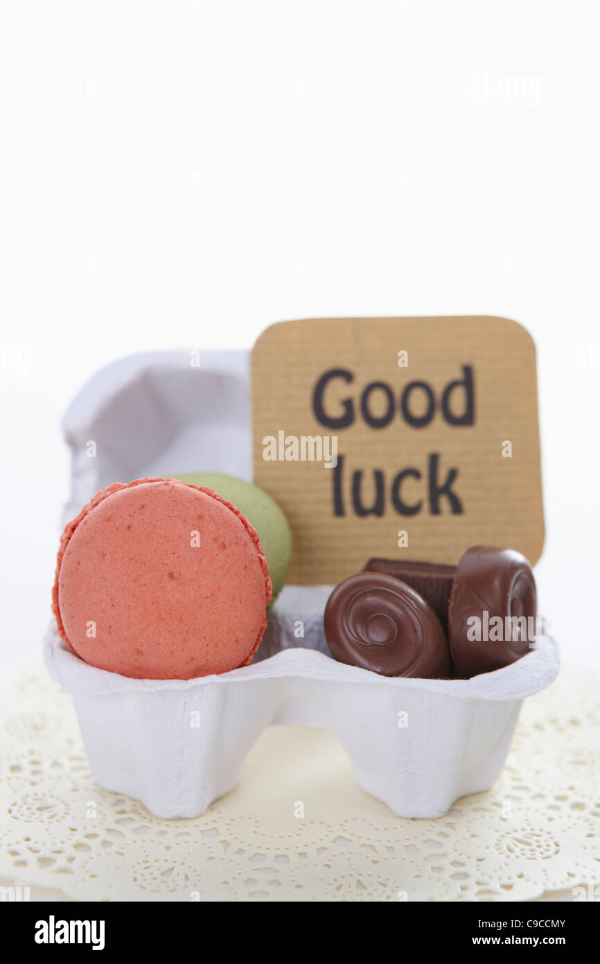 A box of sweets and a good luck message Stock Photo - Alamy