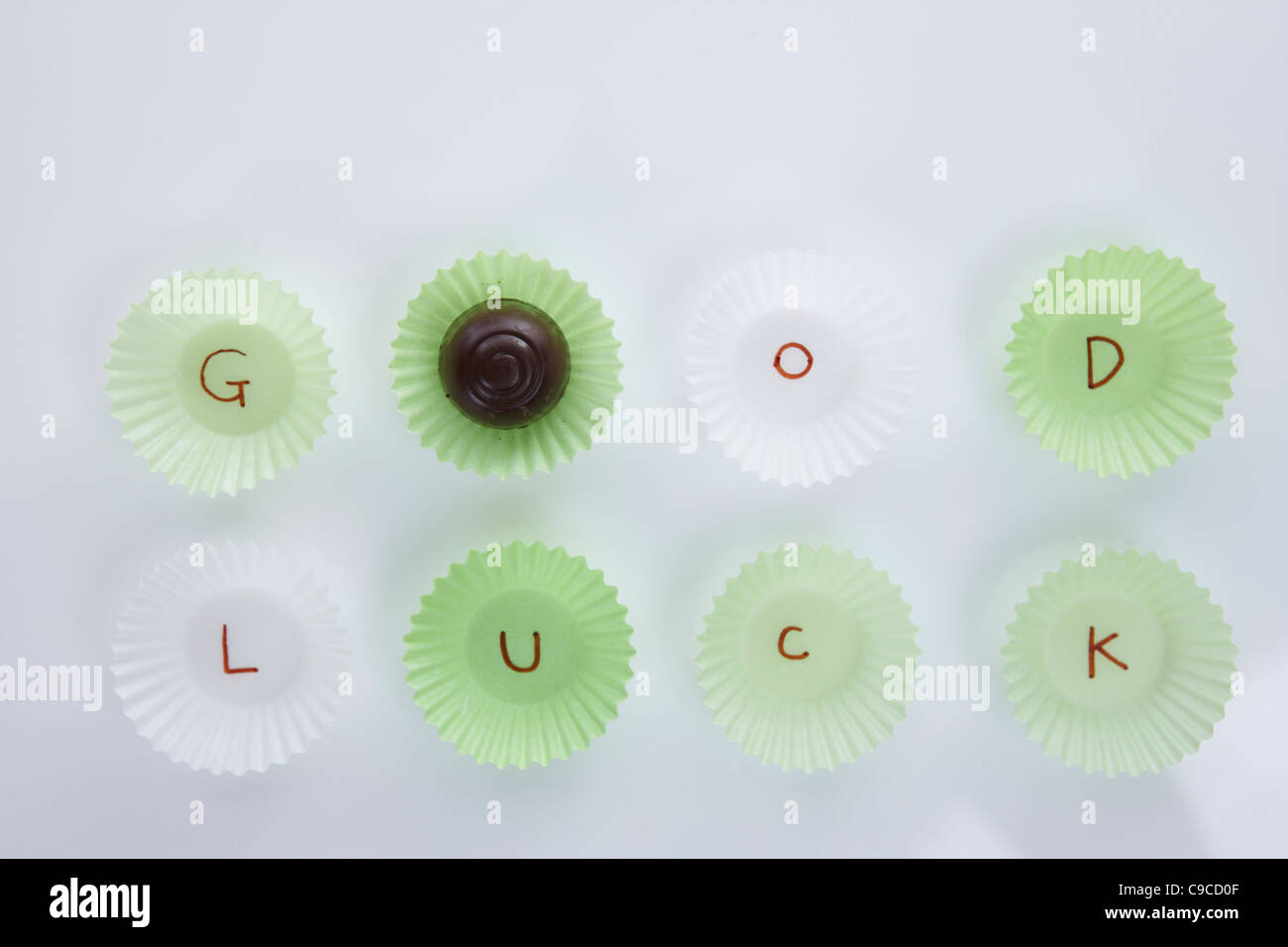 Chocolate with a good luck message Stock Photo - Alamy