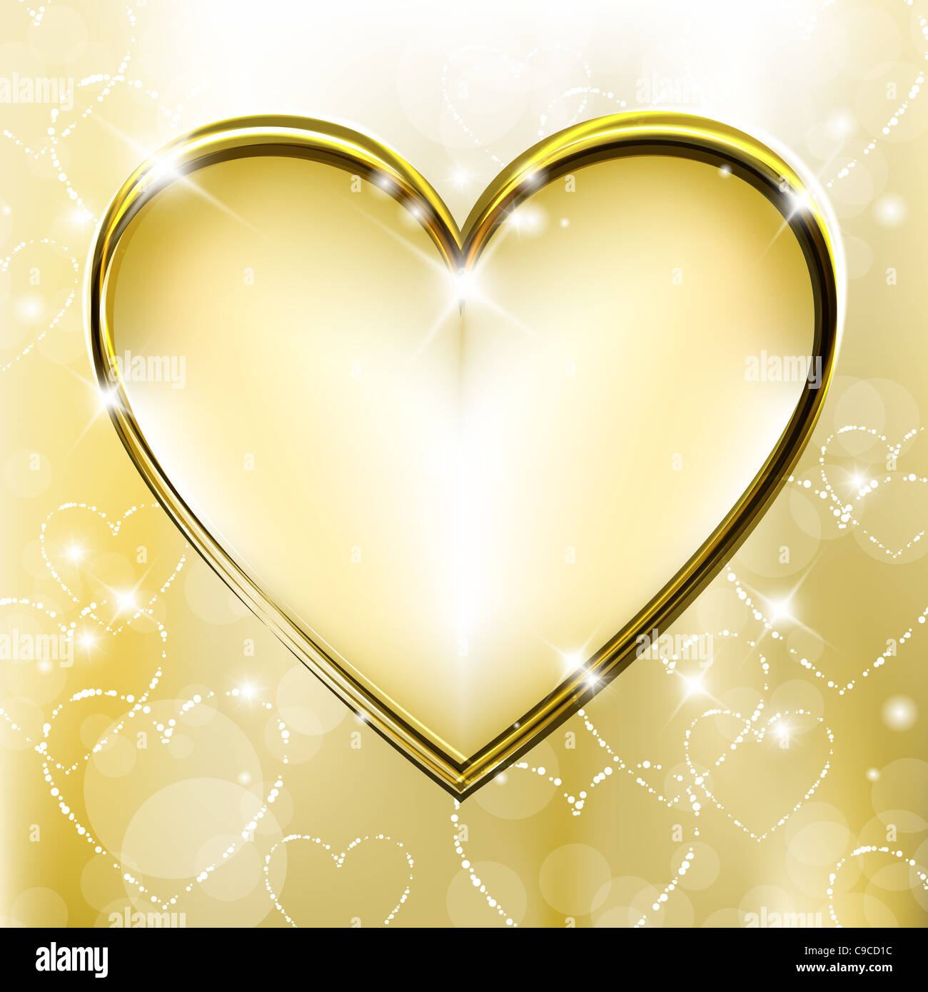 Golden background with shiny and sparkling heart shapes Stock Photo - Alamy