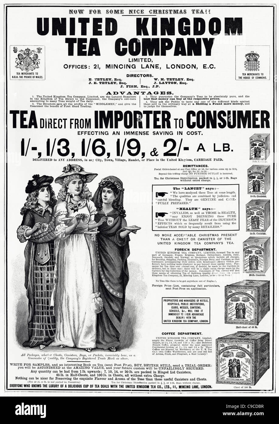 Victorian full page advertisement for United Kingdom Tea Company ...