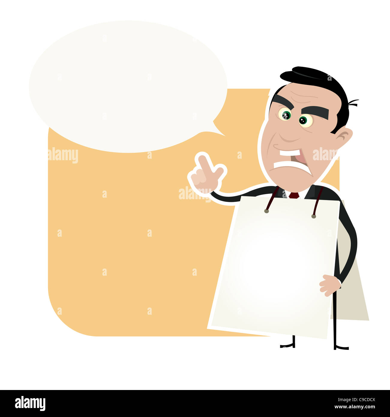 Illustration of a cartoon white angry businessman wearing a white ...