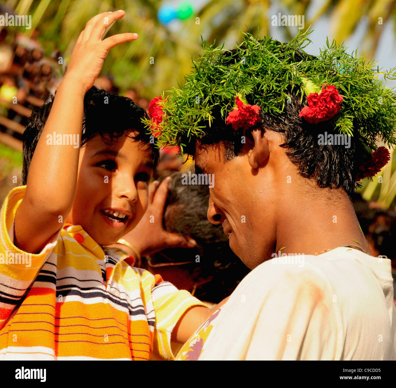 India, South Asia, Goa, Siolim, San Jao Festival celebrated with flower ...