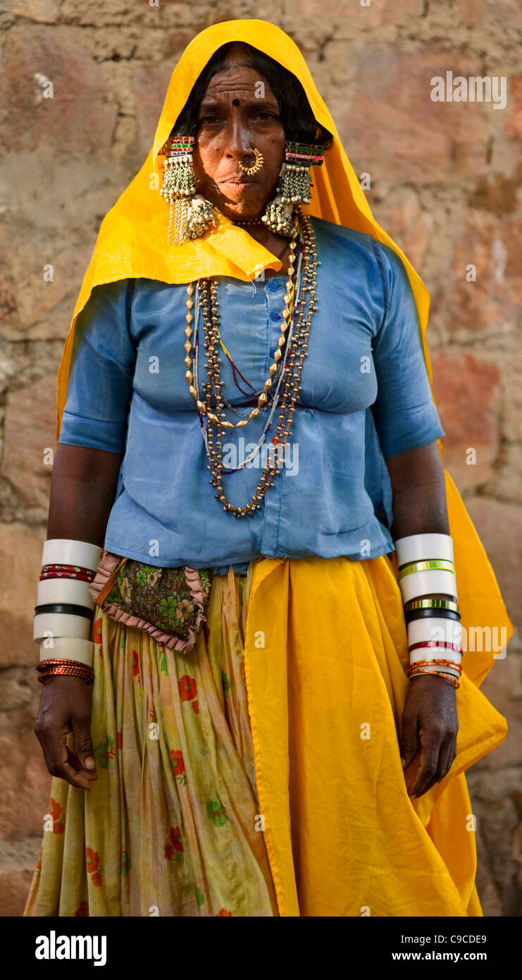 India, South Asia, Karnataka, Lambani Gypsy woman. Tribal forest ...