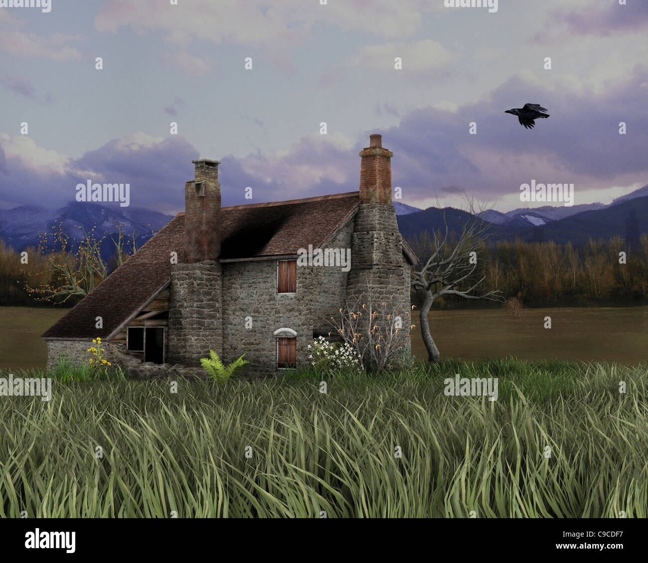 Old lonely illustration hi-res stock photography and images - Alamy