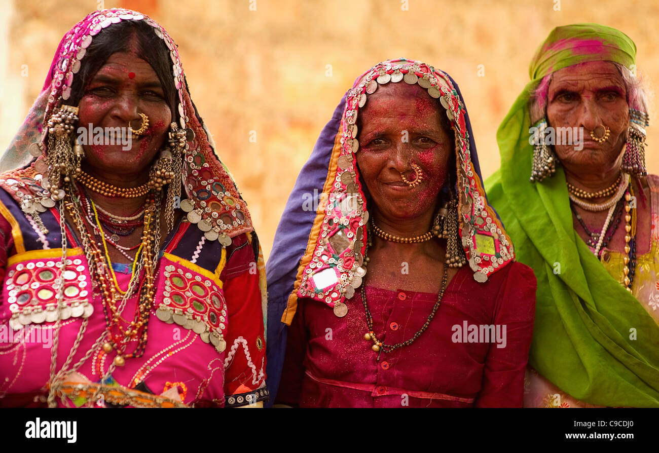 India, South Asia, Karnataka, Lambani Gypsy women. Tribal forest ...