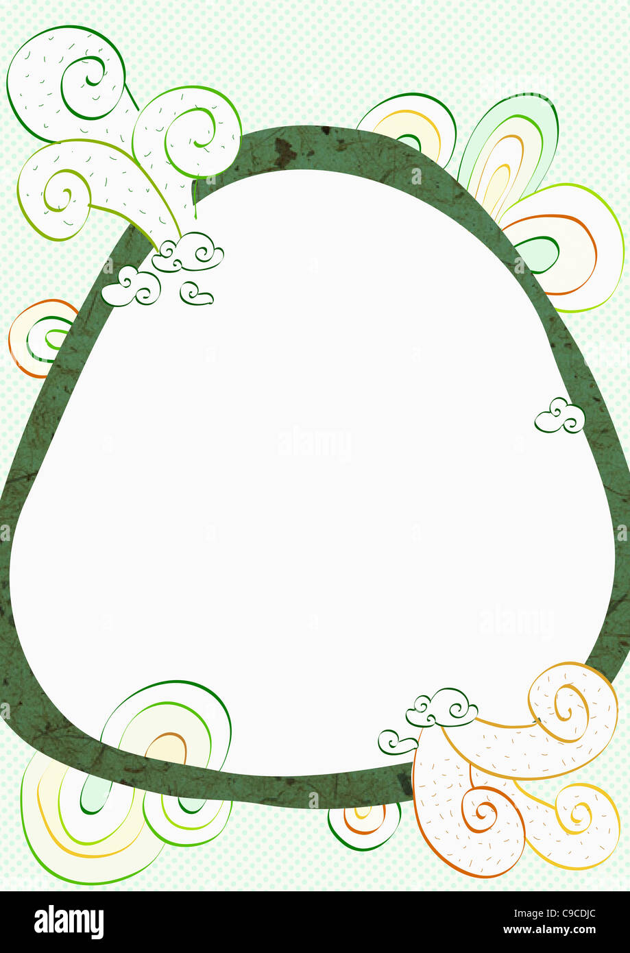 Letter paper with shapes in green Stock Photo - Alamy