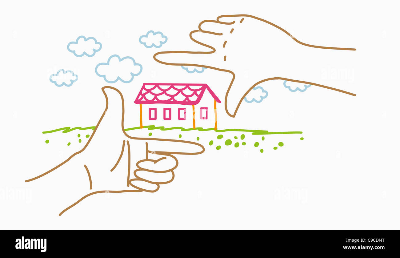 Two hands and a house Stock Photo - Alamy