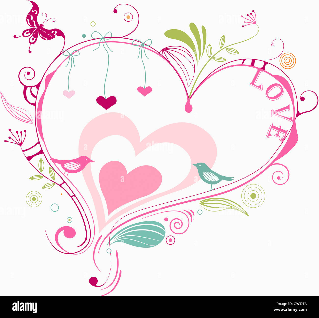 Large heart with flowers and plants Stock Photo - Alamy