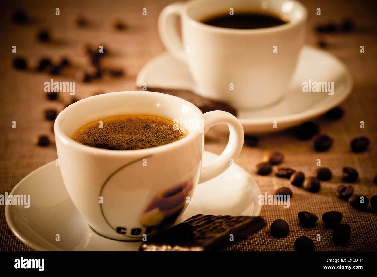 Artistic Photograph of Two Coffee Cups Stock Photo - Alamy