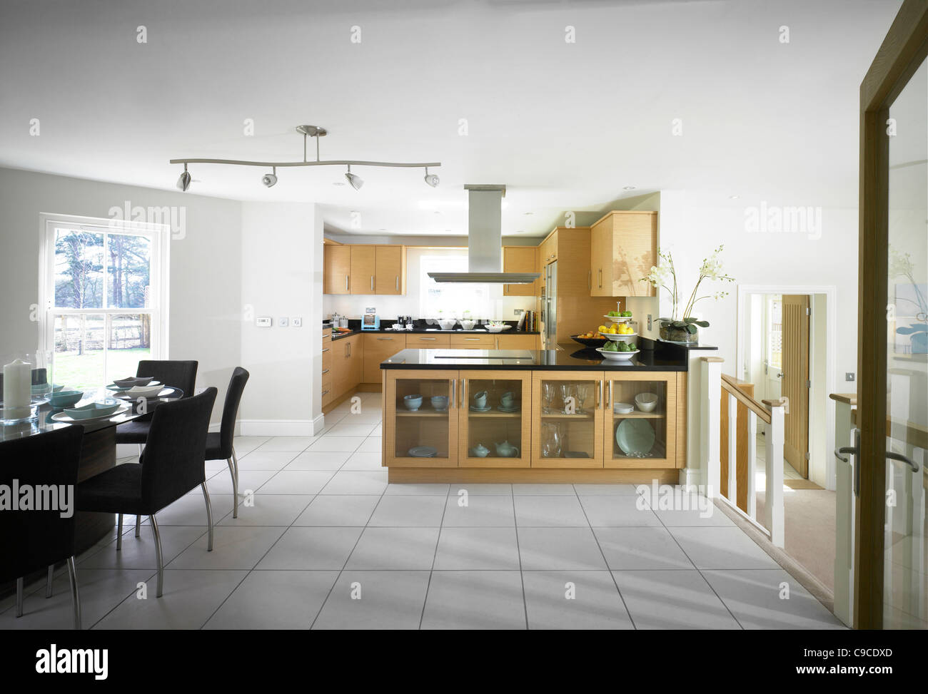 Interior view of kitchen/dinning area Stock Photo - Alamy