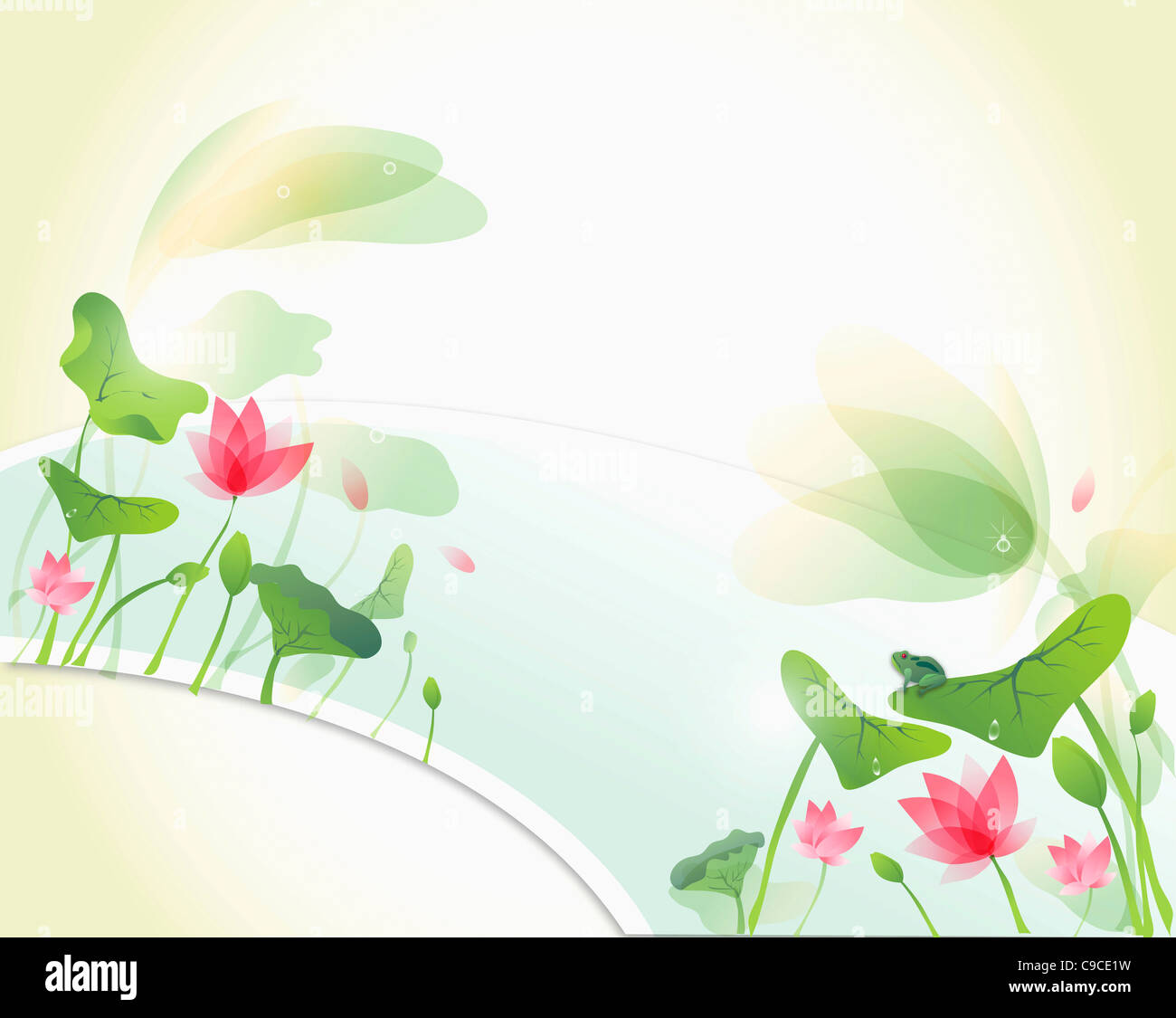Note paper with lotus flowers and leaves Stock Photo - Alamy