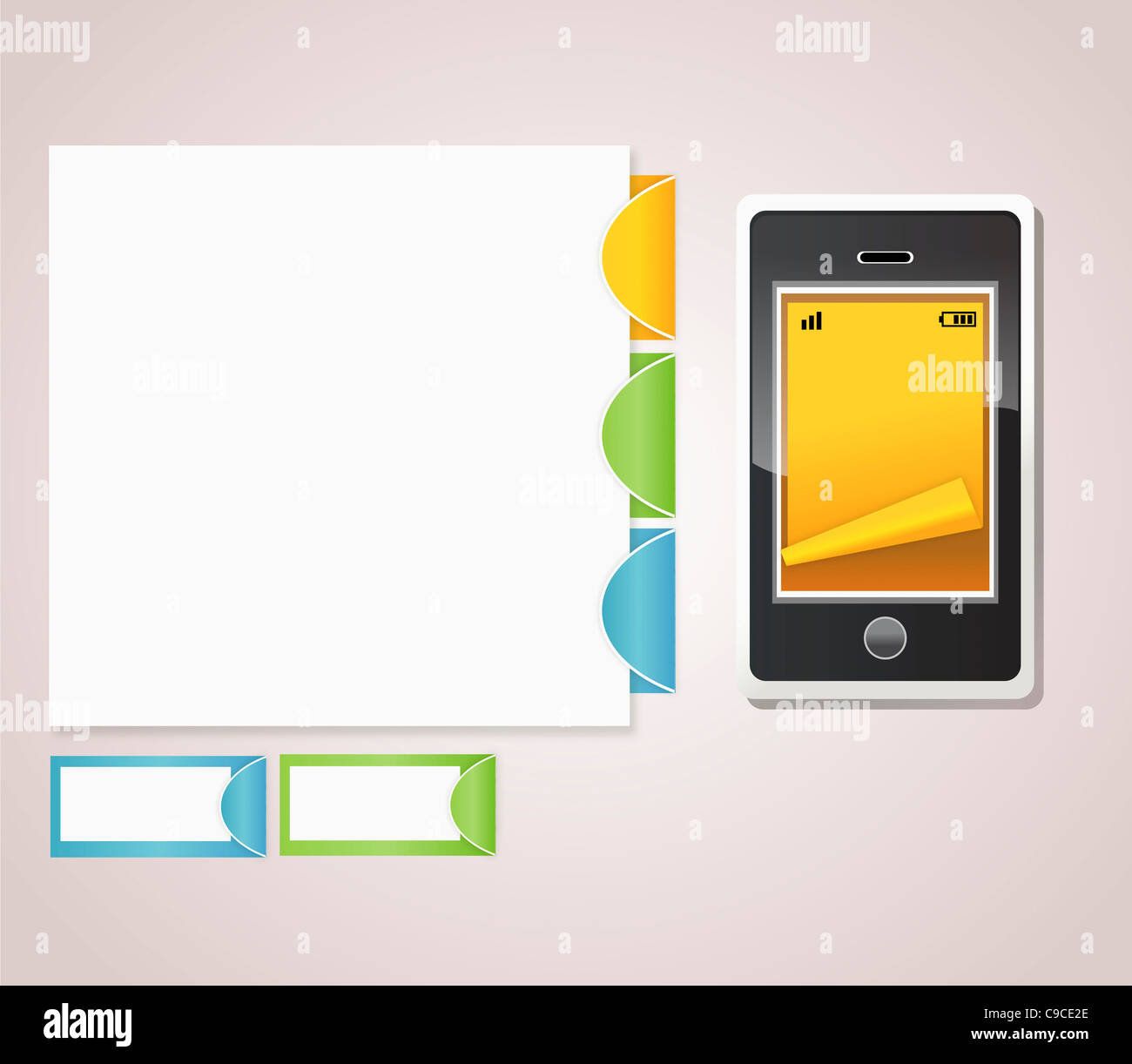 Various note papers and smart phone Stock Photo - Alamy